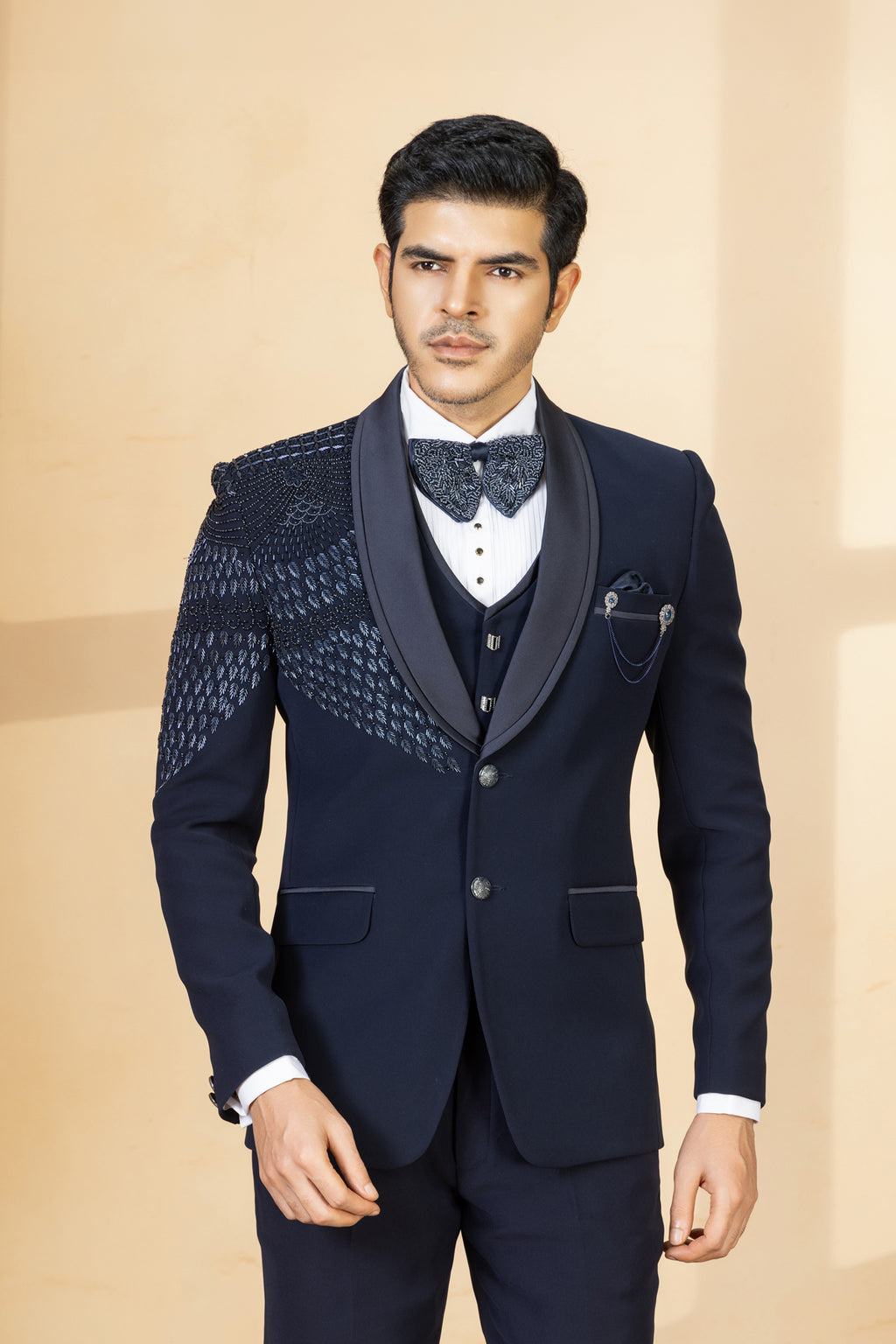 NAVY BLUE AARAV TUXEDO – Dimple Collection