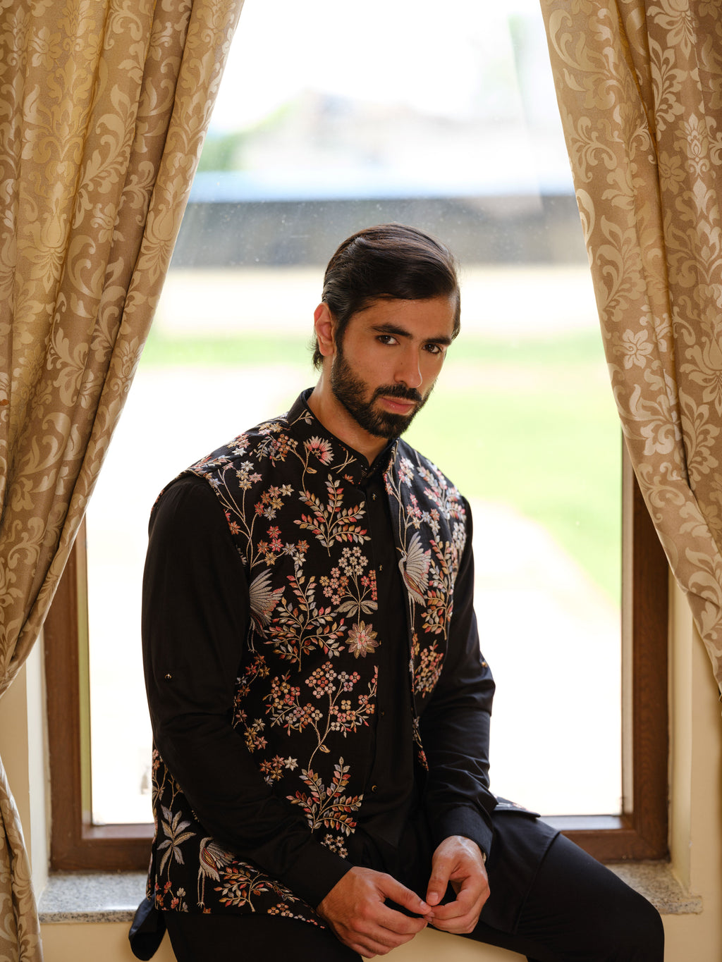 SULTAN SAFARI BLACK JACKET KURTA SET – Dimple Collection