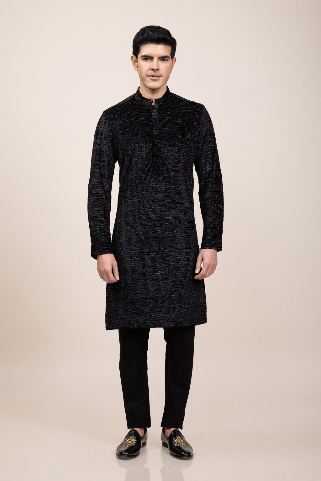 BLACK RIPPLE KURTA SET – Dimple Collection